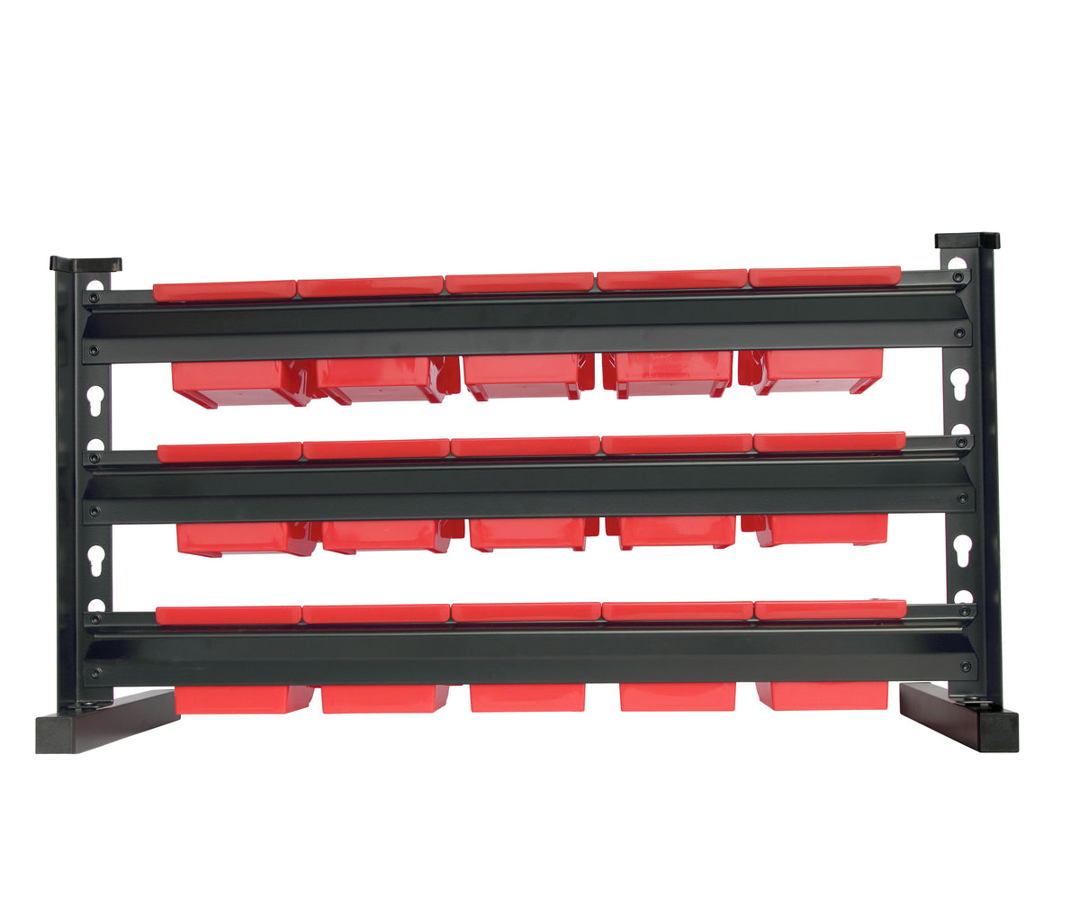 KING'S RACK Bin Storage System Organizer w/ 15 Plastic Bins in 3 tiers ...